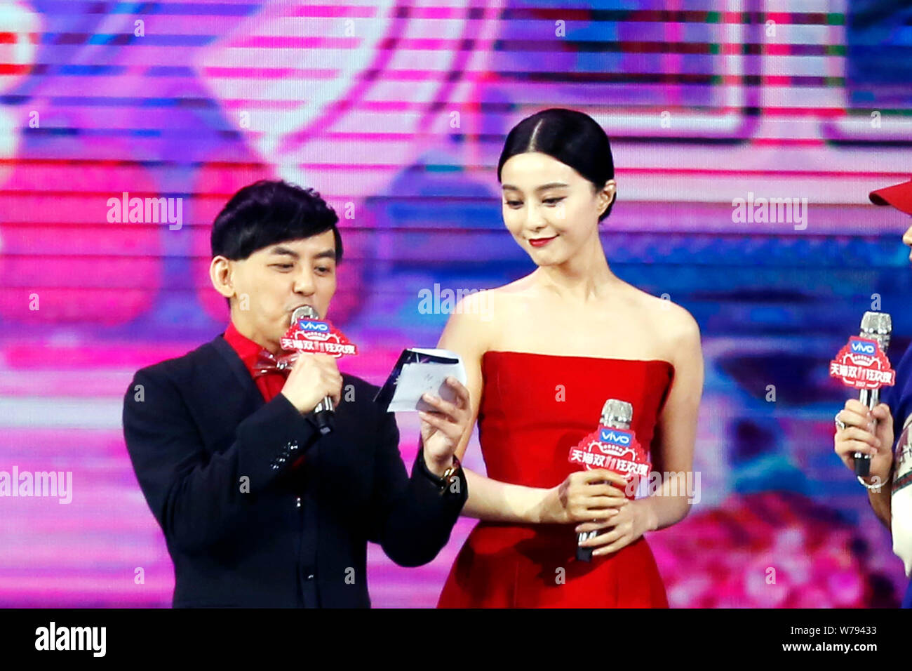 Chinese actress Fan Bingbing, right, attends the gala for the Tmall 11.11 Global Shopping ...