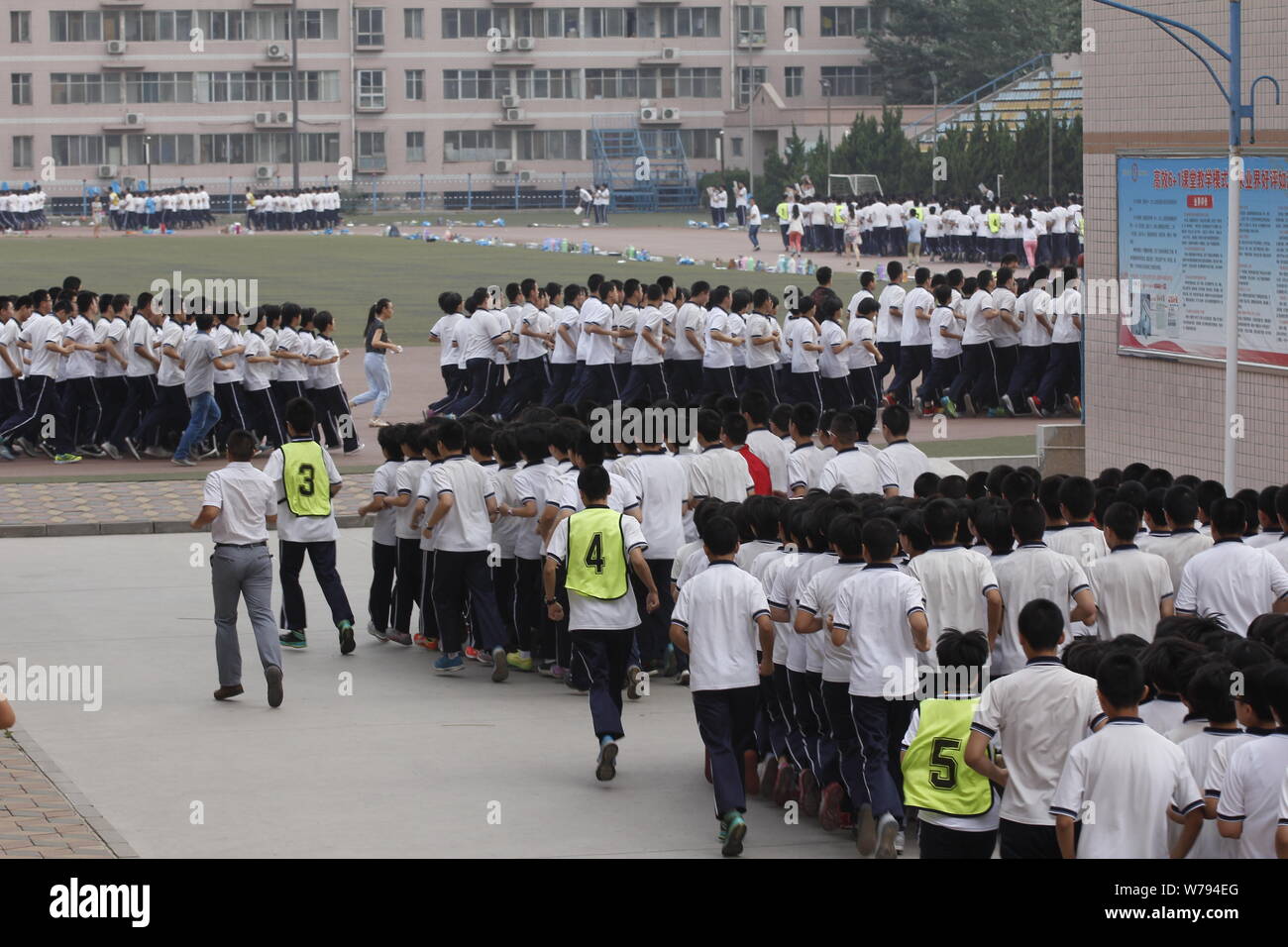 Chinese students do morning jogging at Jingying Middle School in ...