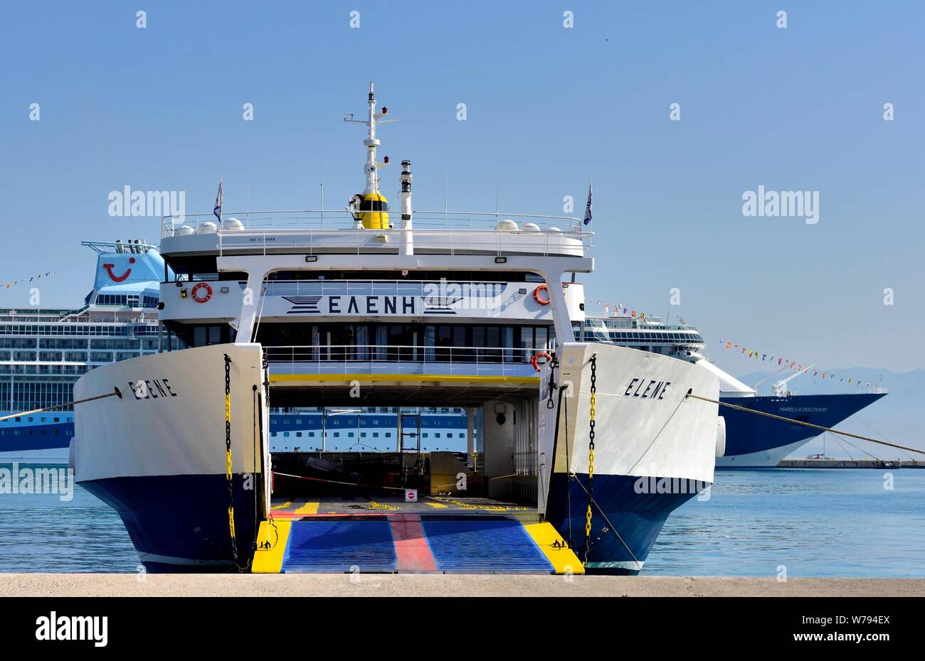 Car ferry docked in port,Corfu,Greece Stock Photo - Alamy