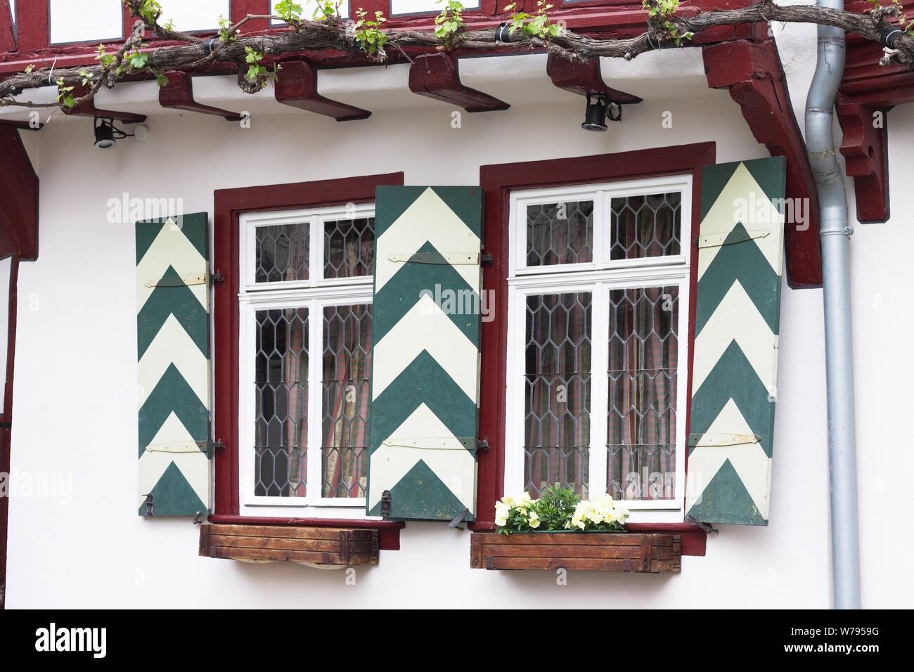 Typical german architecture - Green and white traditional window ...