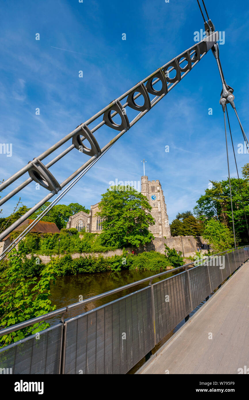 All Saints Church, Maidstone on the banks of the Meday on a sunny ...