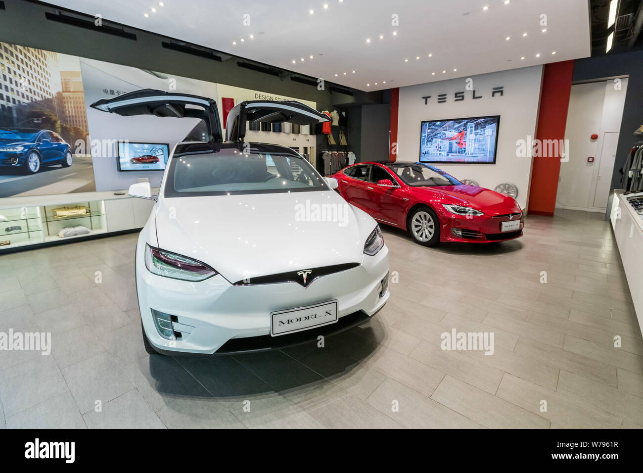 --FILE--A Tesla Model X electric car is on display at an exhibition ...
