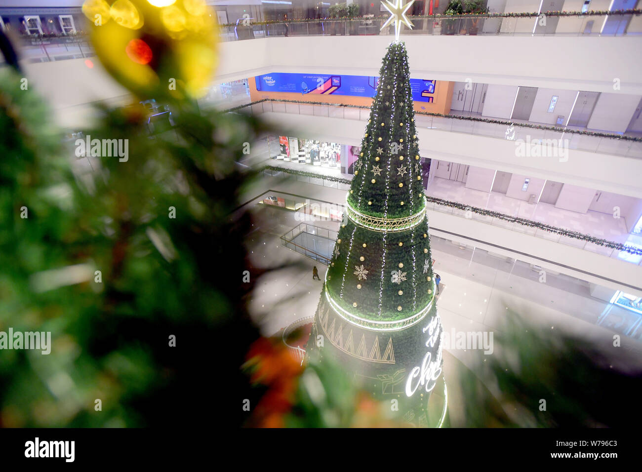 A 40-meter-high Christmas tree art installation is displayed at a ...