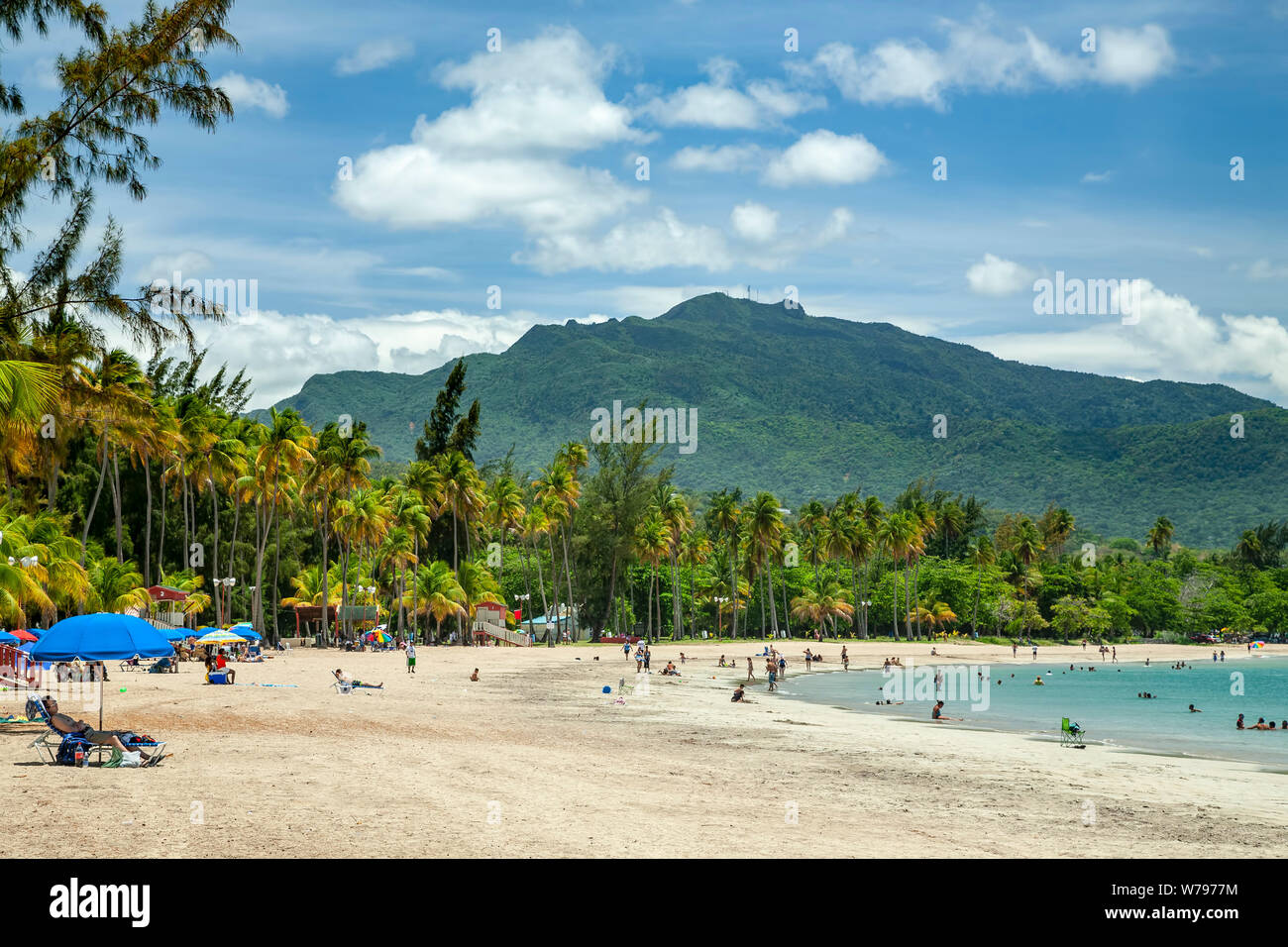 El Yunque Peak (3,496 ft.) and Luquillo Beach, Puerto Rico Stock Photo ...