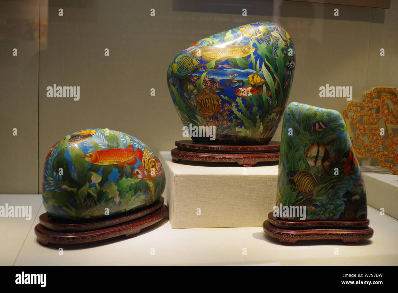 Cloisonne artworks are on display in the biggest cloisonne factory ...