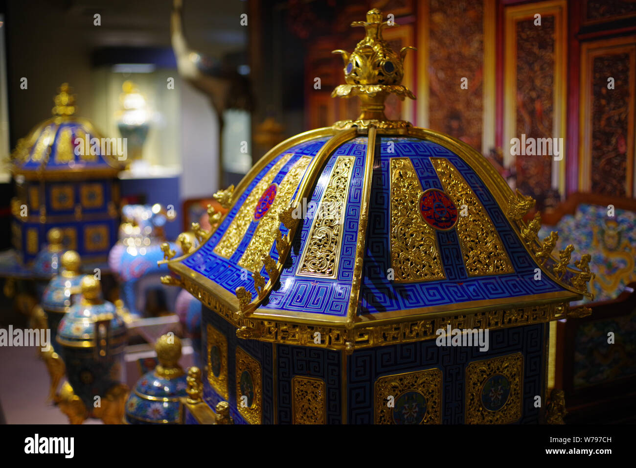 A cloisonne artwork is on display in the biggest cloisonne factory ...