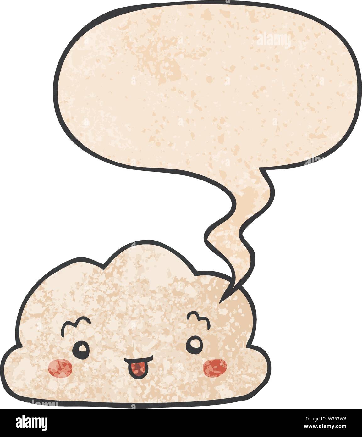 cartoon cloud with speech bubble in retro texture style Stock Vector ...