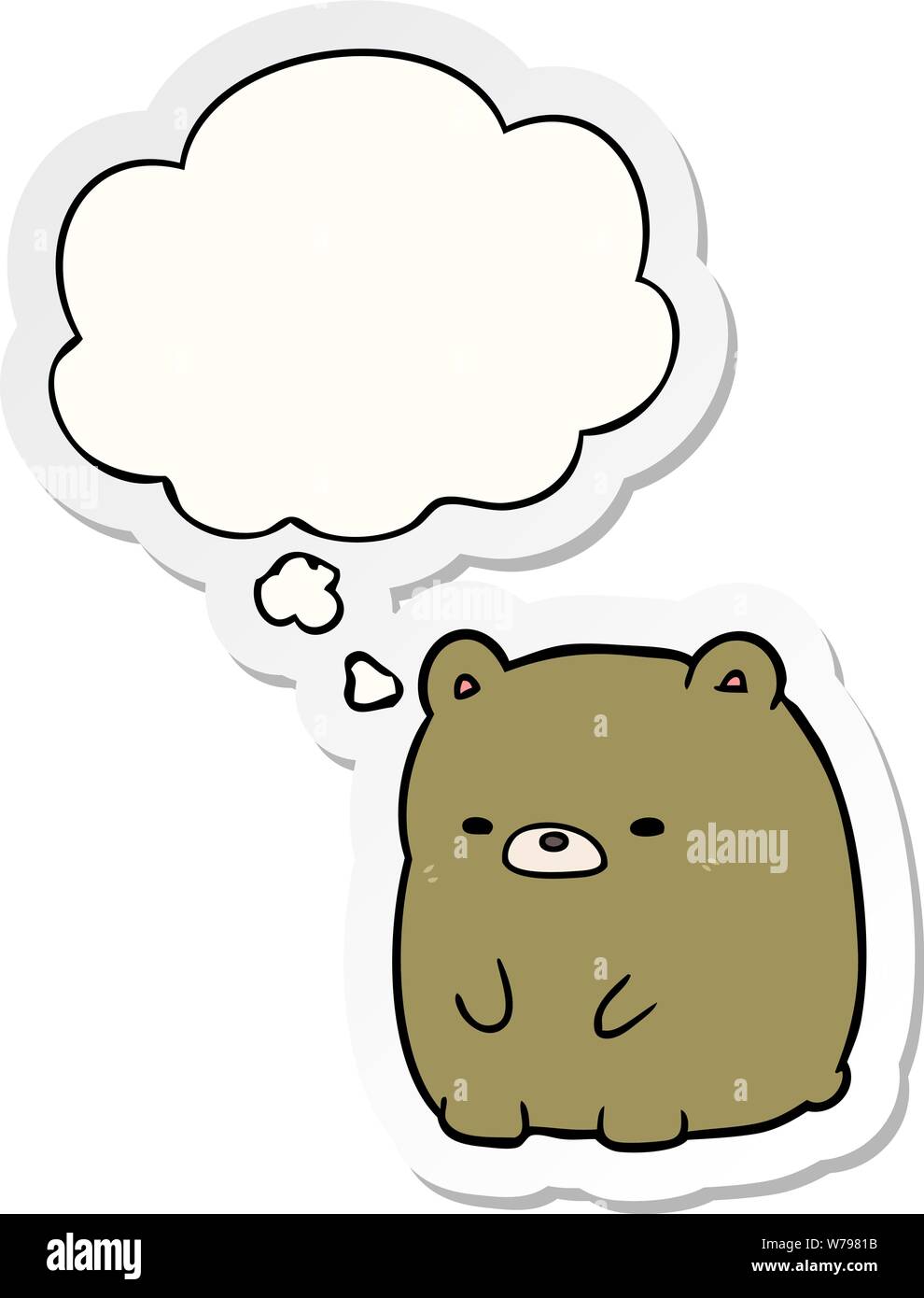 cartoon sad bear with thought bubble as a printed sticker Stock Vector ...