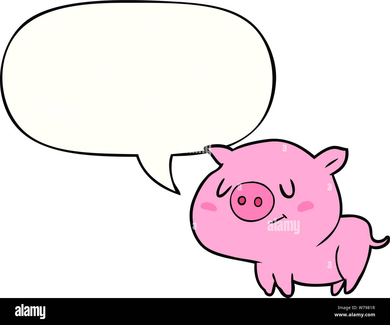 cute cartoon pig with speech bubble Stock Vector Image & Art - Alamy