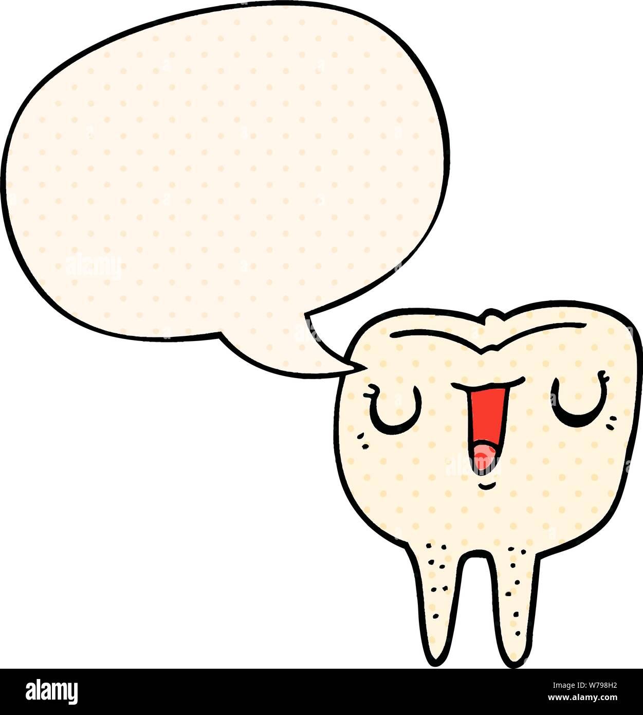 cartoon happy tooth with speech bubble in comic book style Stock Vector ...