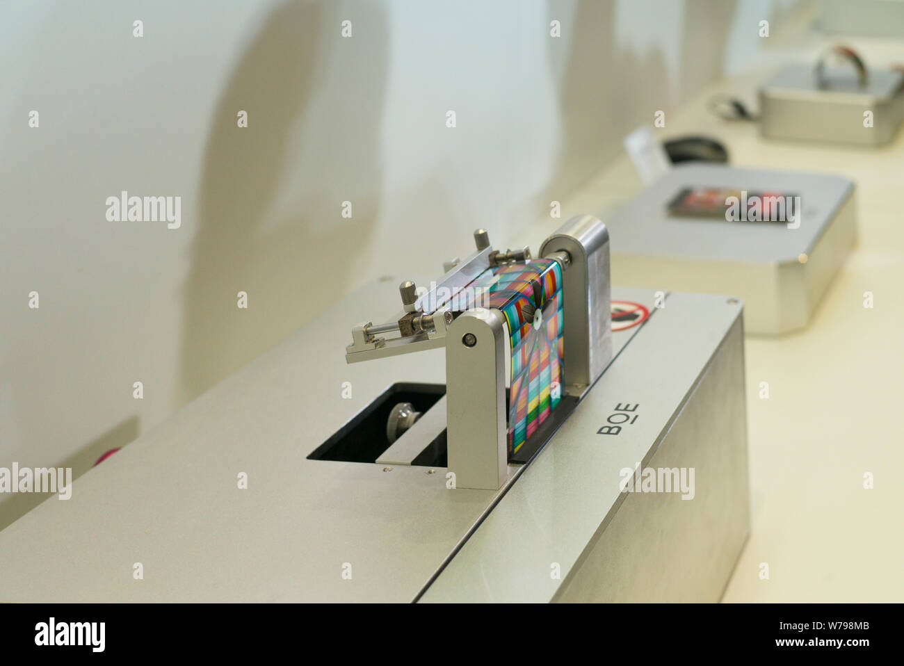 View of a thin, paper-like foldable AMOLED screen of BOE Technology ...