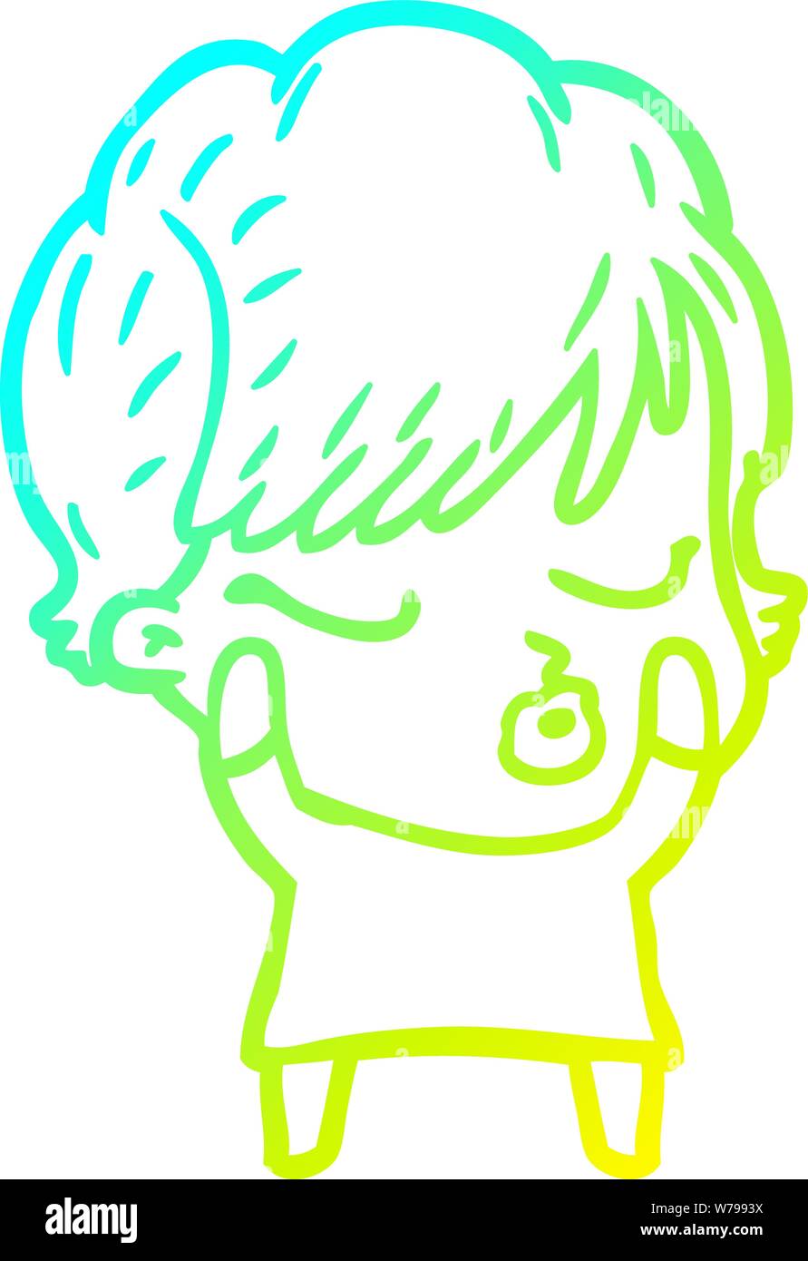 cold gradient line drawing of a cartoon woman with eyes shut Stock ...