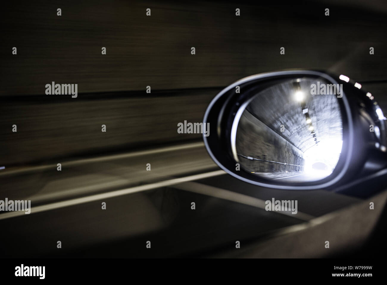 Oval mirror car reflection inside a tunnel road Stock Photo - Alamy