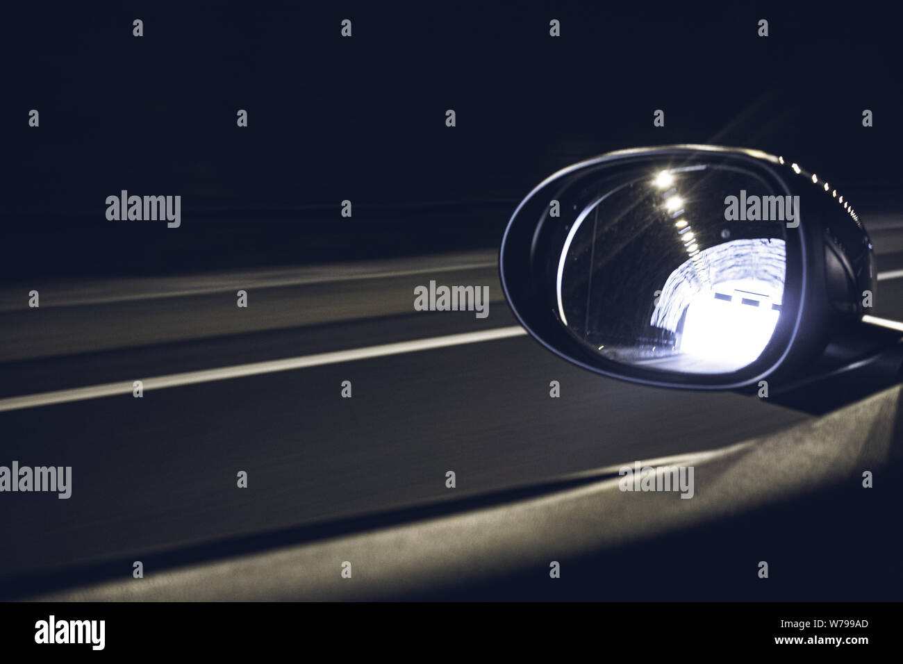 Oval mirror car reflection inside a tunnel road Stock Photo - Alamy
