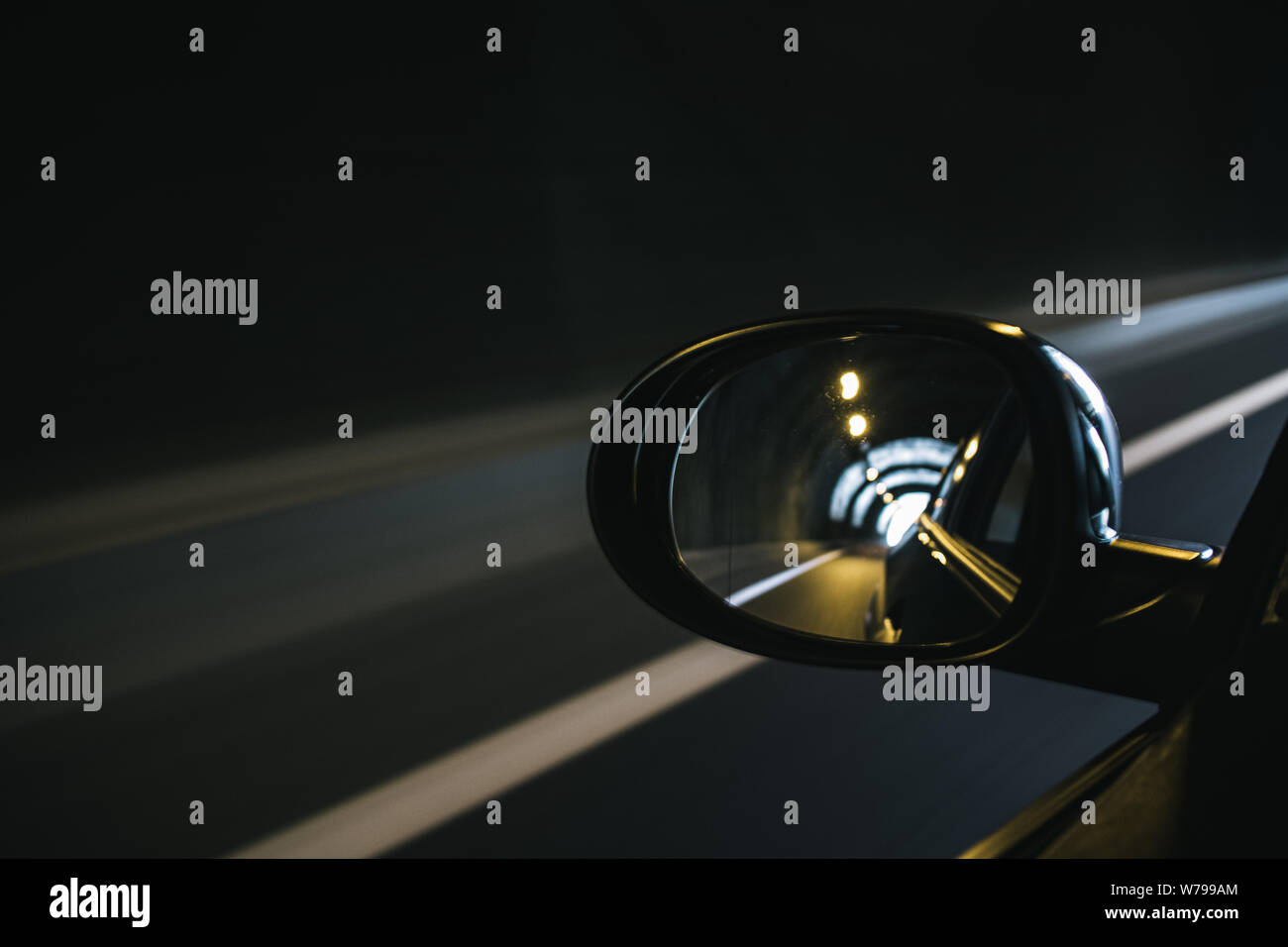 Oval mirror car reflection inside a tunnel road Stock Photo - Alamy