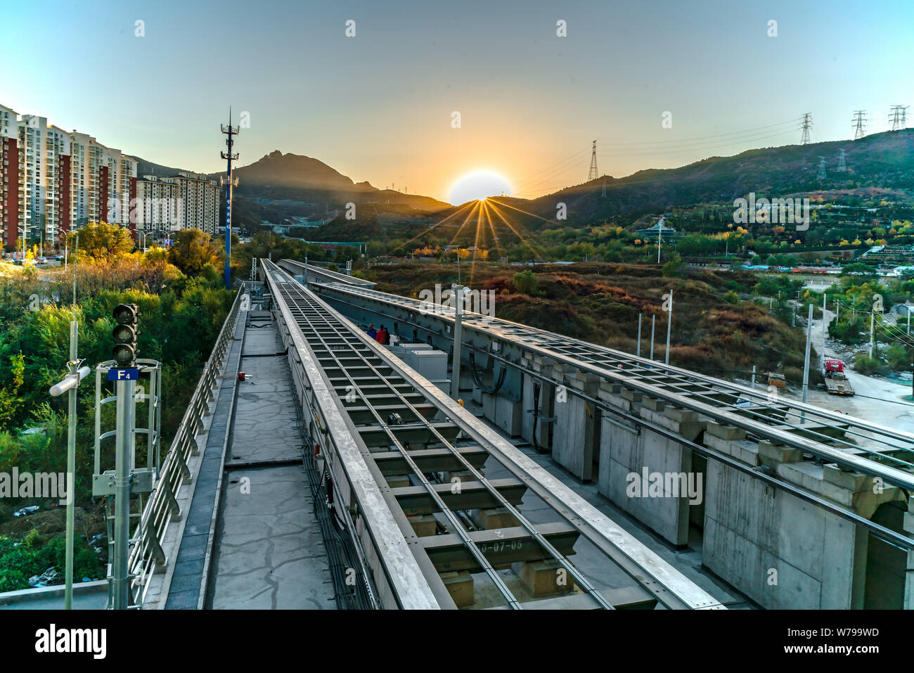 A maglev train runs on Beijing's first medium-low speed maglev S1 line ...