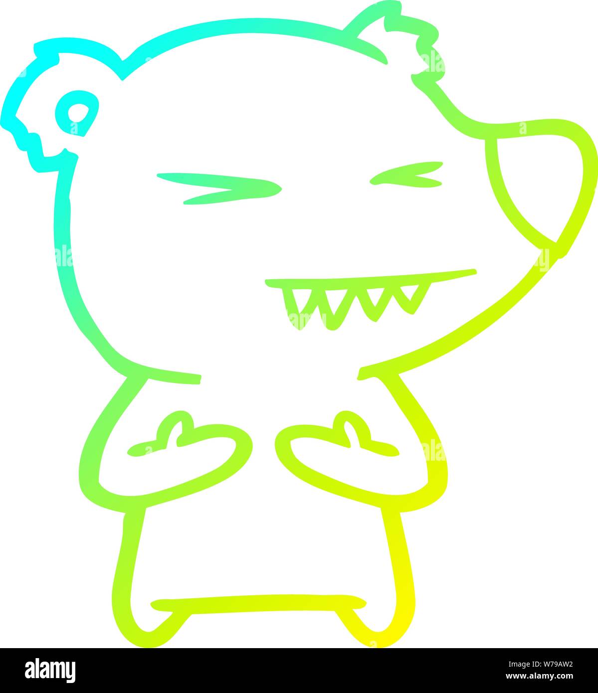 cold gradient line drawing of a angry bear cartoon Stock Vector Image ...