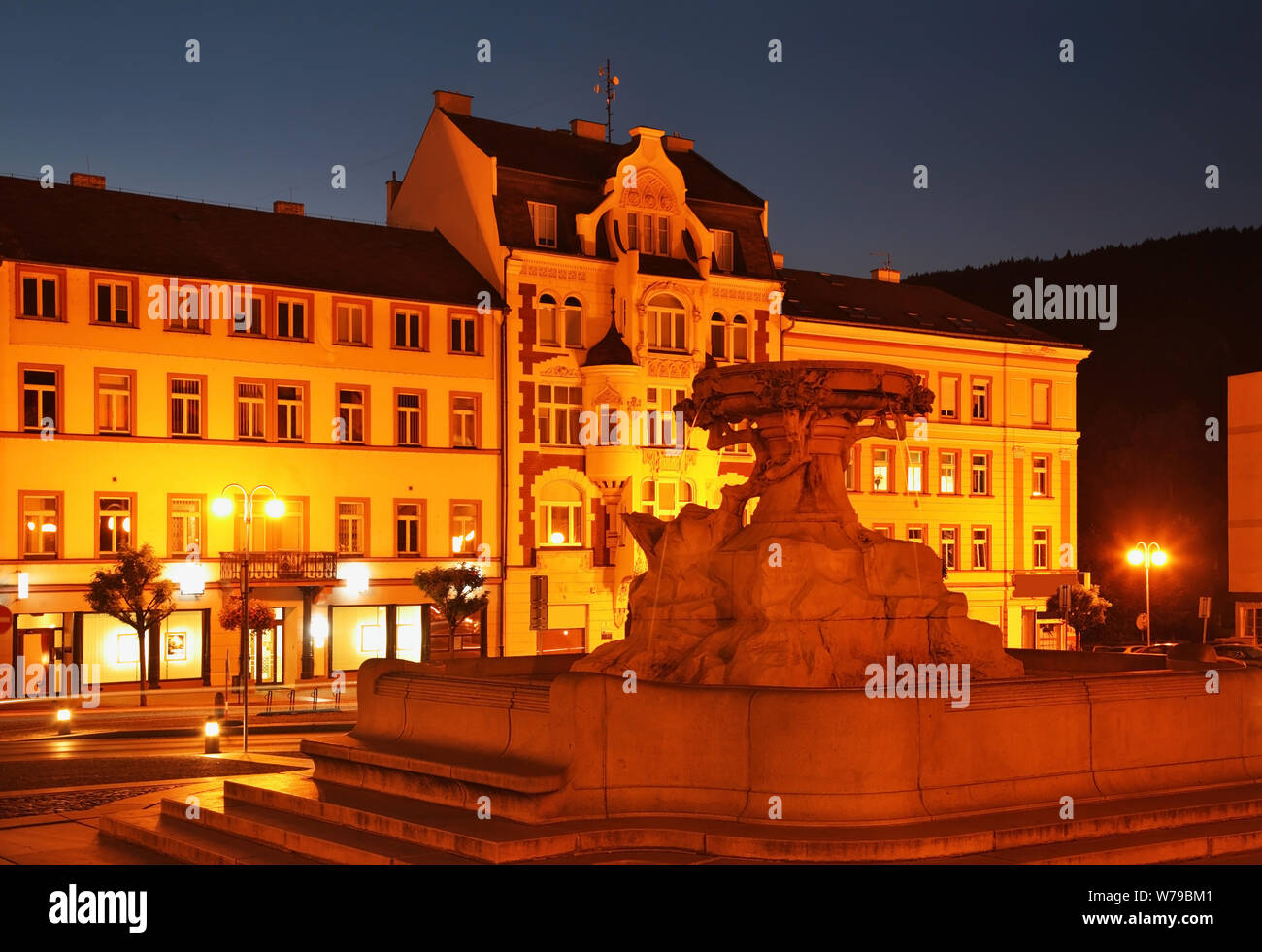 Fountain at Masaryk square in Decin. Czech Republic Stock Photo - Alamy