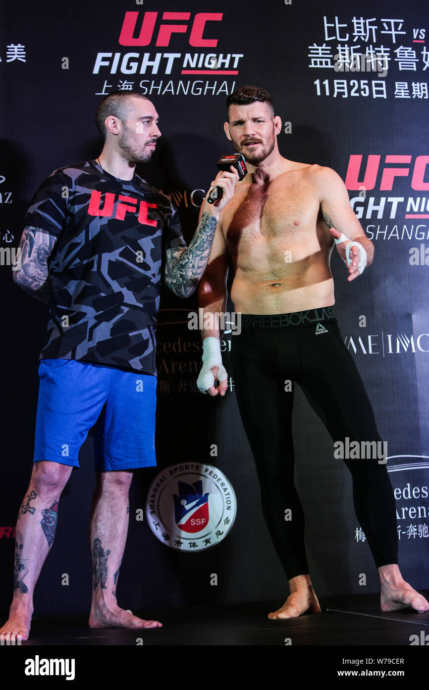 British mixed martial artist and actor Michael Bisping, right, receives ...