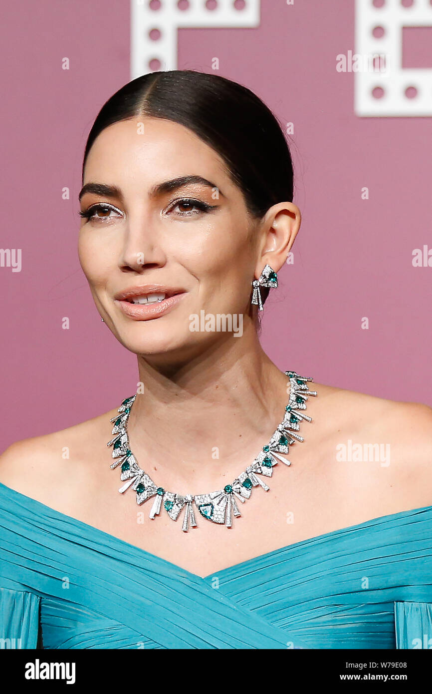 American model Lily Aldridge poses at the Bvlgari Festa in Beijing ...