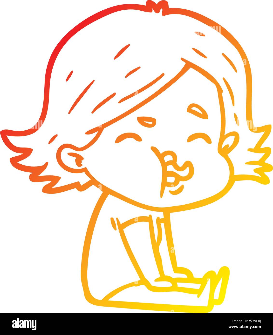 warm gradient line drawing of a cartoon girl pulling face Stock Vector ...