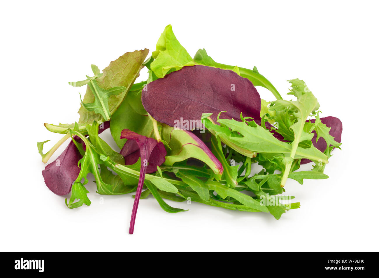 Mix of different salads isolated on white background Stock Photo - Alamy