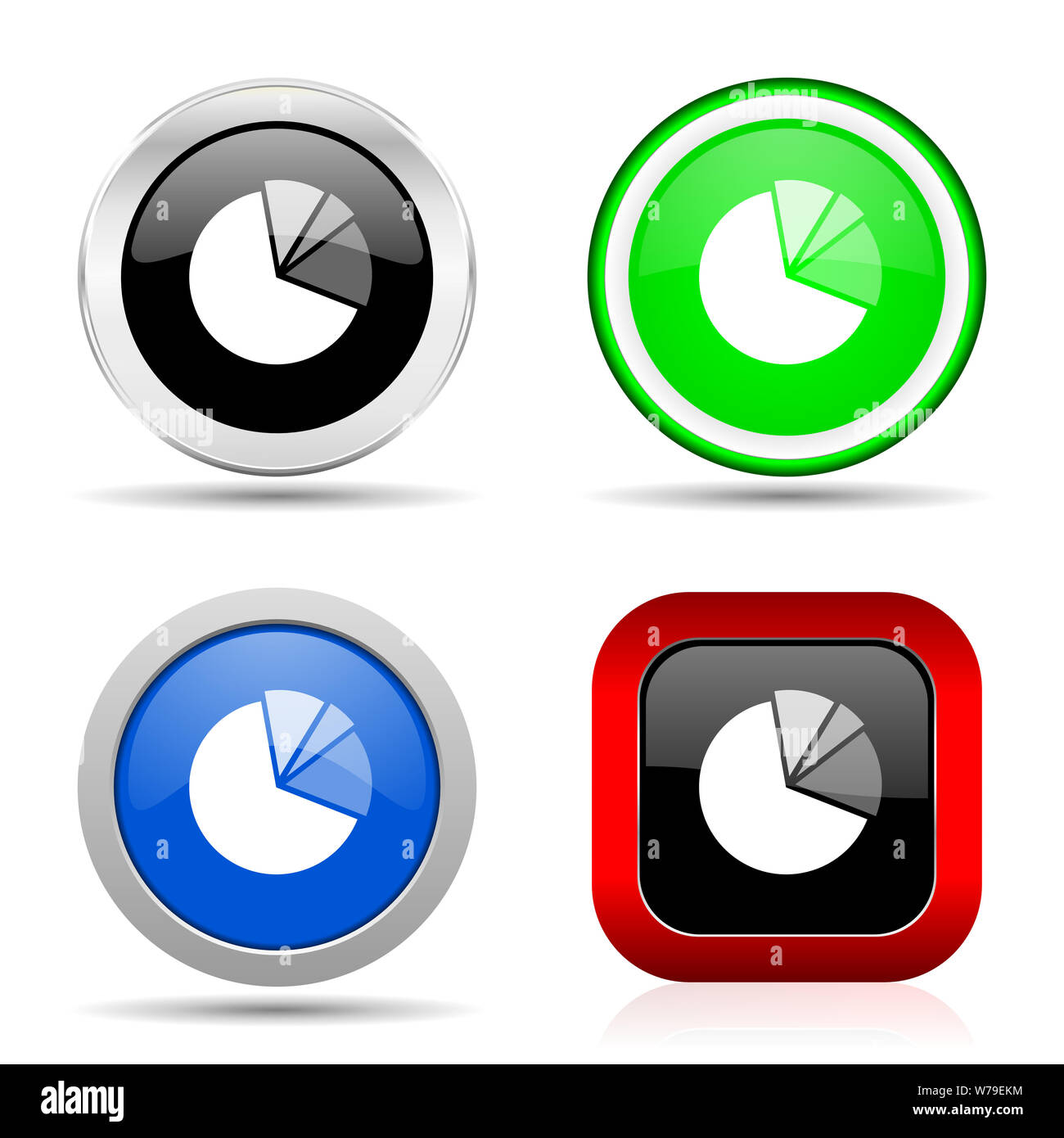 Diagram red, blue, green and black web glossy icon set in 4 options ...