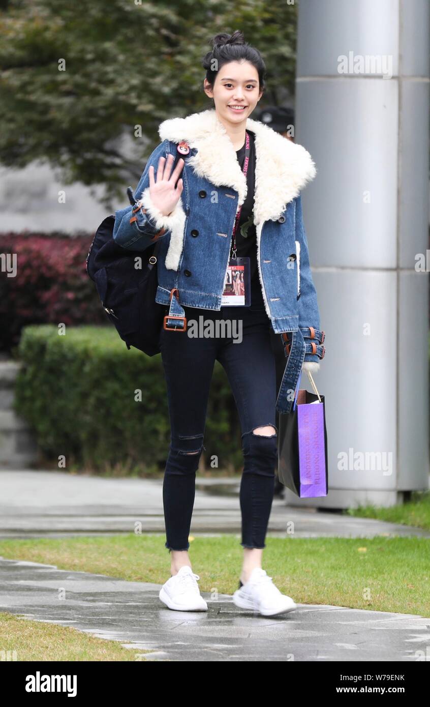 Chinese model Xi Mengyao, better known as Ming Xi, leaves the hotel for ...