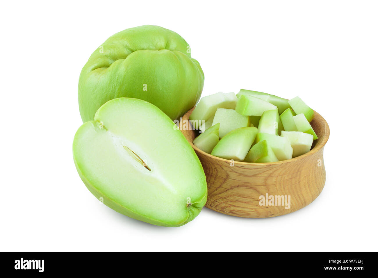 fresh Chayote vegetable or mexican cucumber isolated on white ...