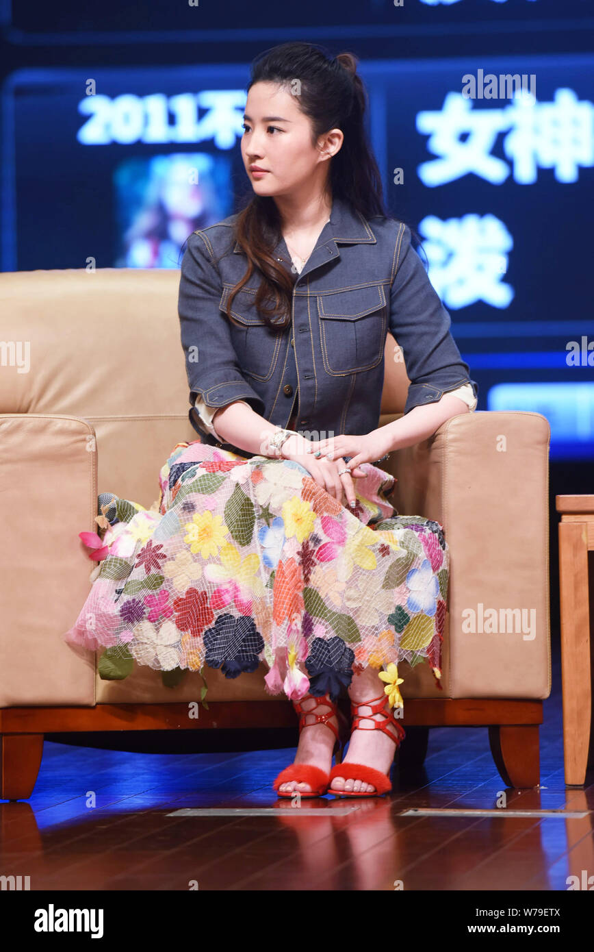 Chinese actress Liu Yifei attends a promotional event for her movie ...