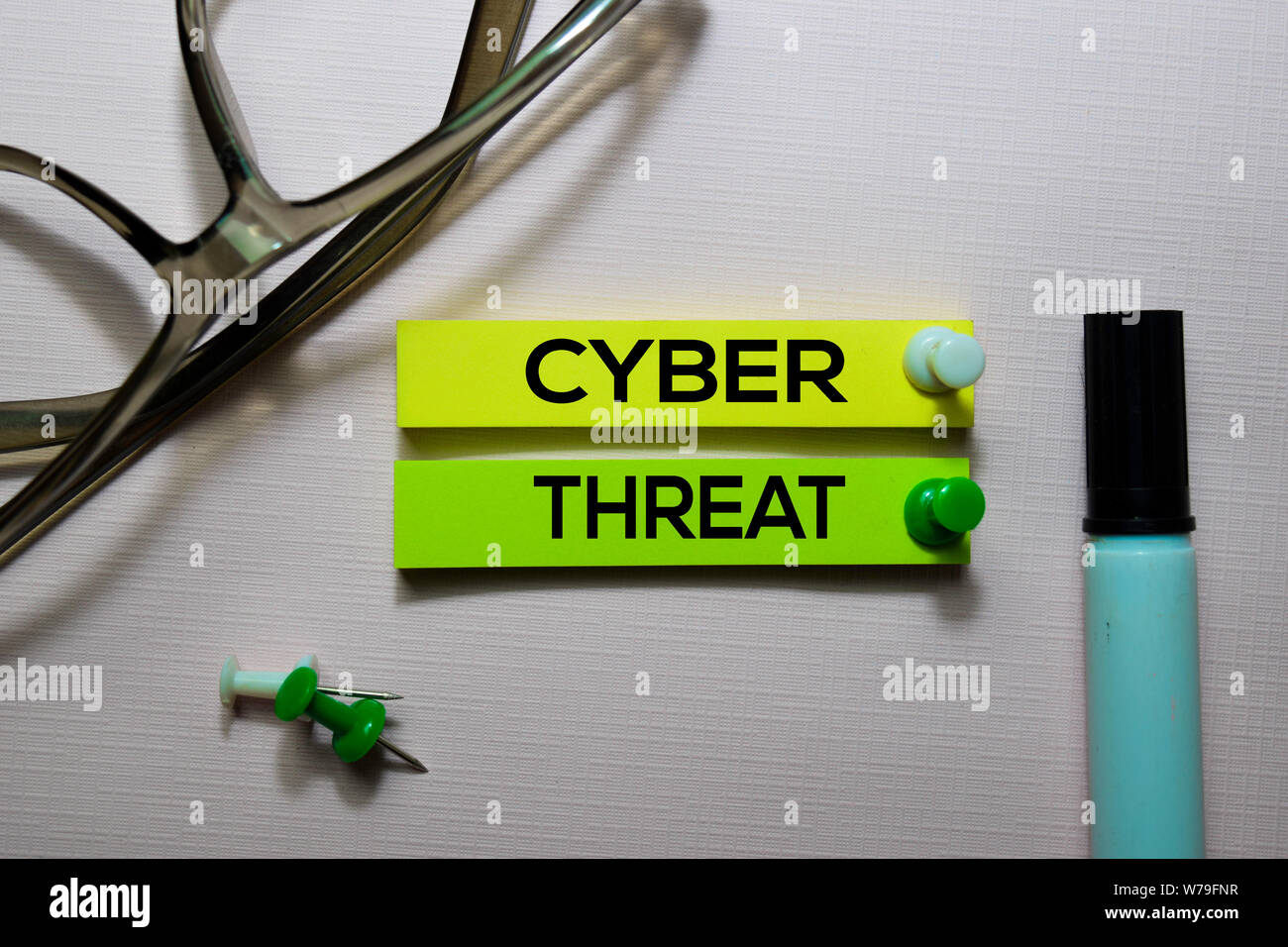 Cyber Threat text on sticky notes isolated on office desk Stock Photo ...