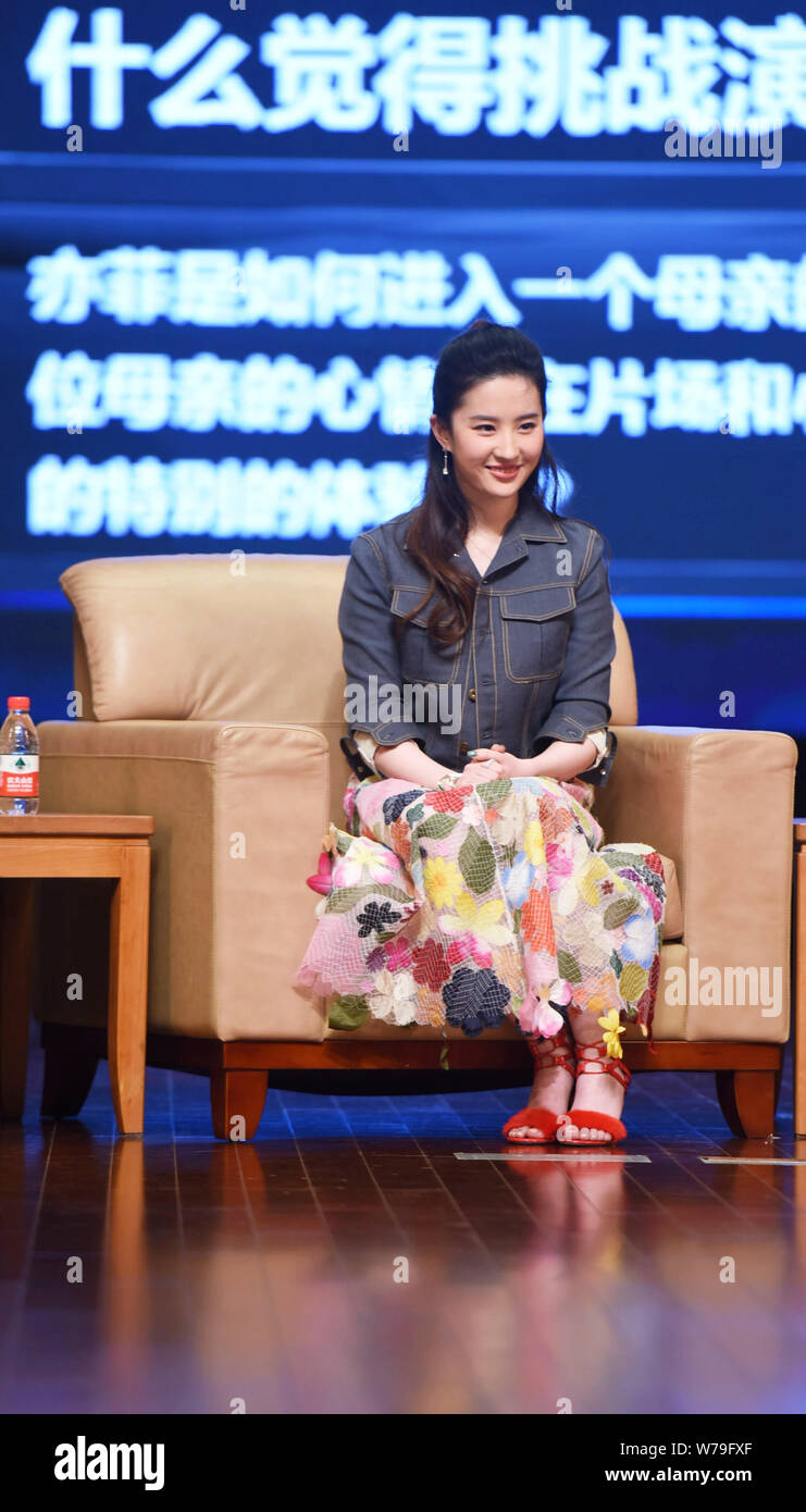 Chinese actress Liu Yifei attends a promotional event for her movie ...