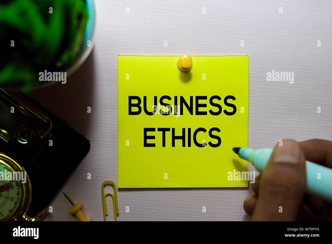 Business Ethics text on sticky notes isolated on office desk Stock ...