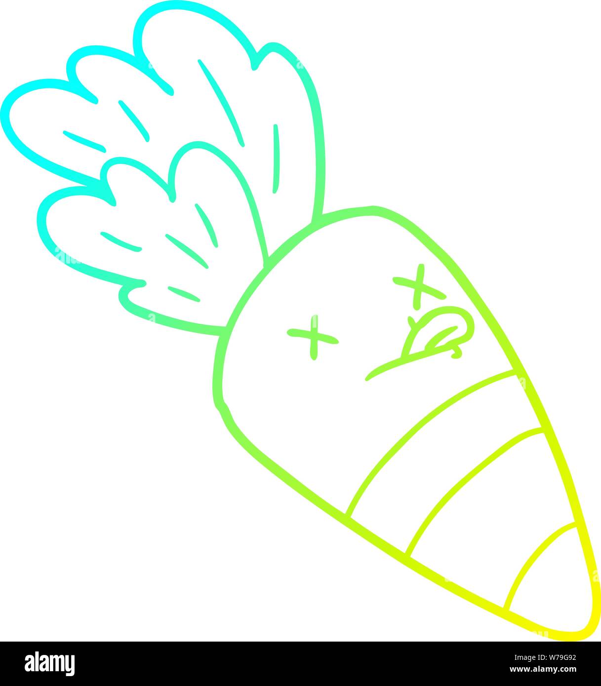 cold gradient line drawing of a cartoon dead carrot Stock Vector Image ...