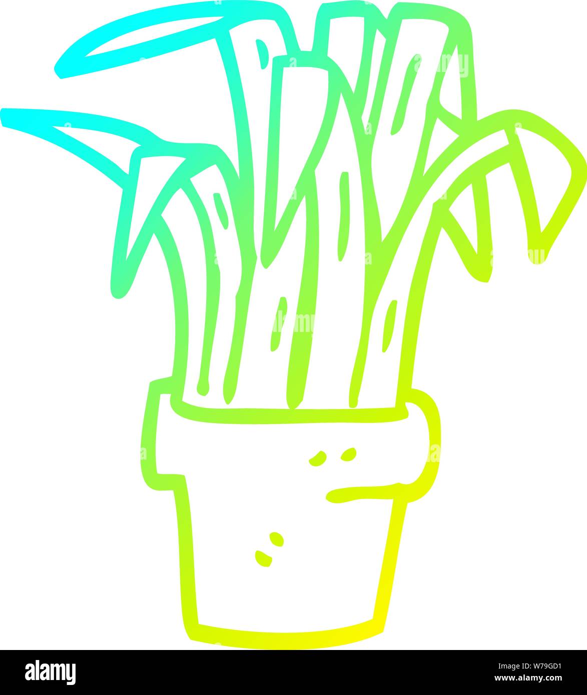 cold gradient line drawing of a cartoon indoor plant Stock Vector Image ...
