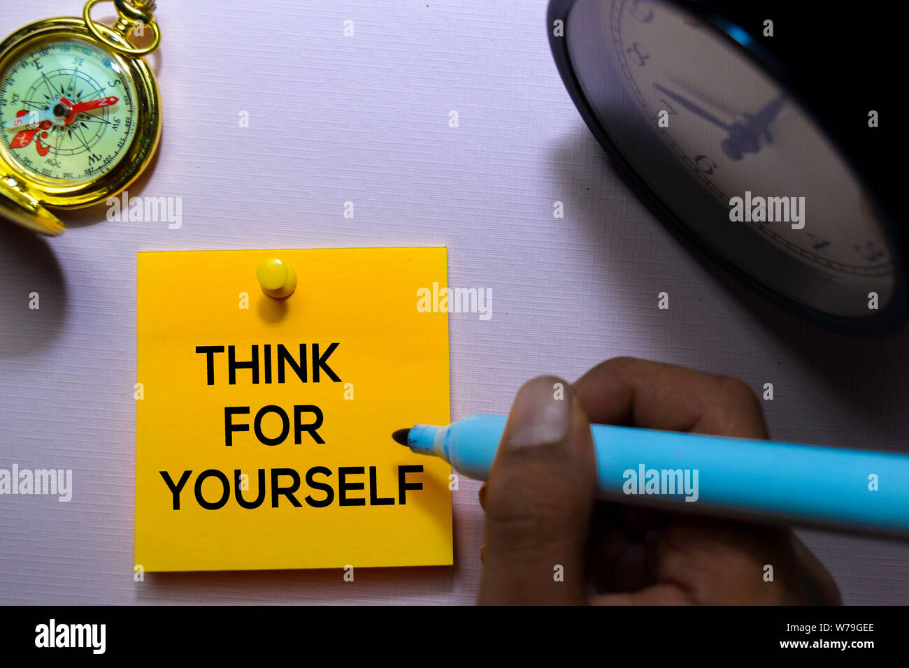 Think For Yourself text on sticky notes isolated on office desk Stock ...