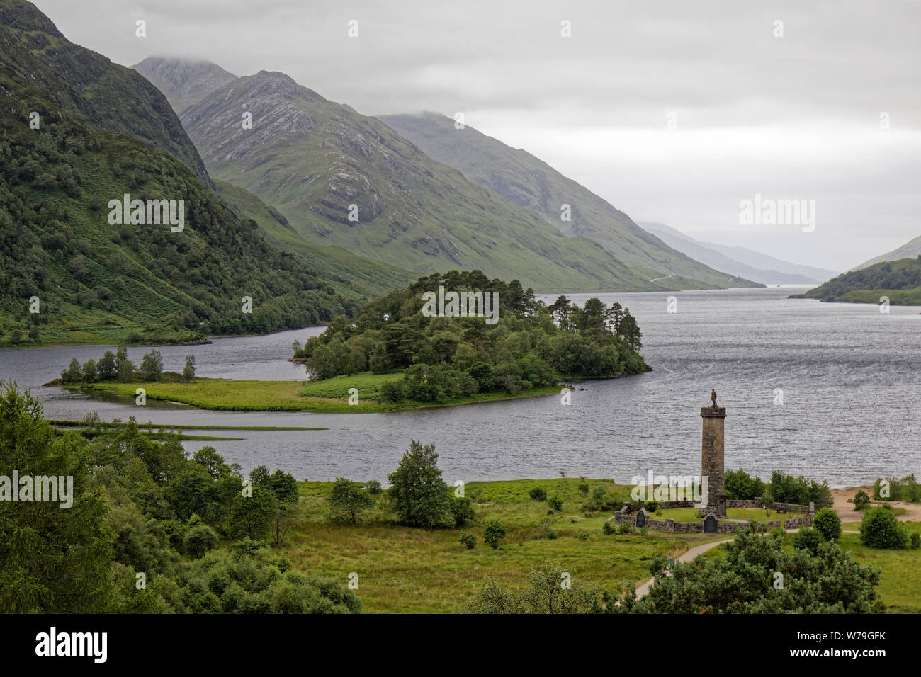 Glenfinnan Monument and Loch Shiel - Scotland, United Kingdom Stock ...