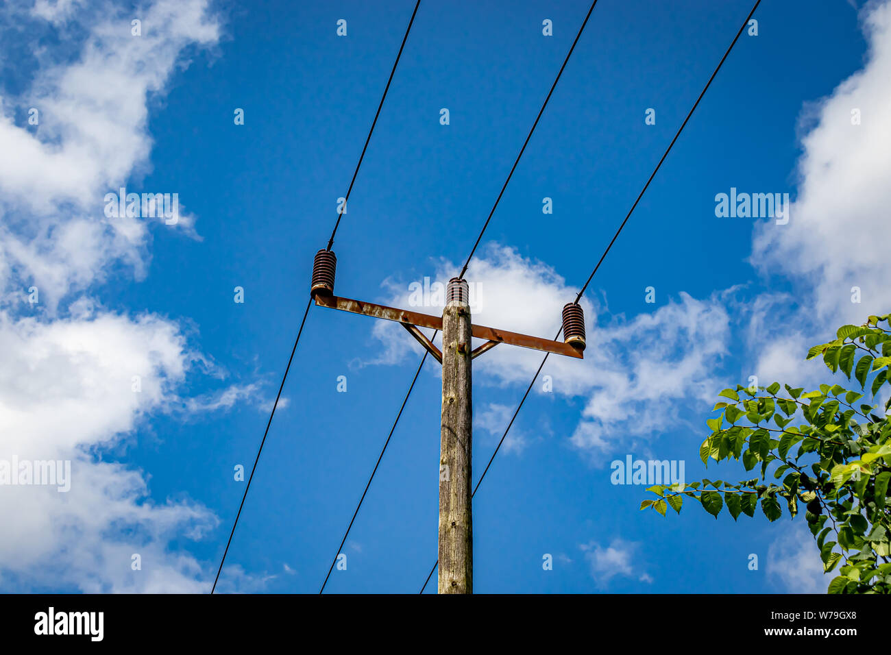 Line Wooden Poles High Resolution Stock Photography and Images - Alamy