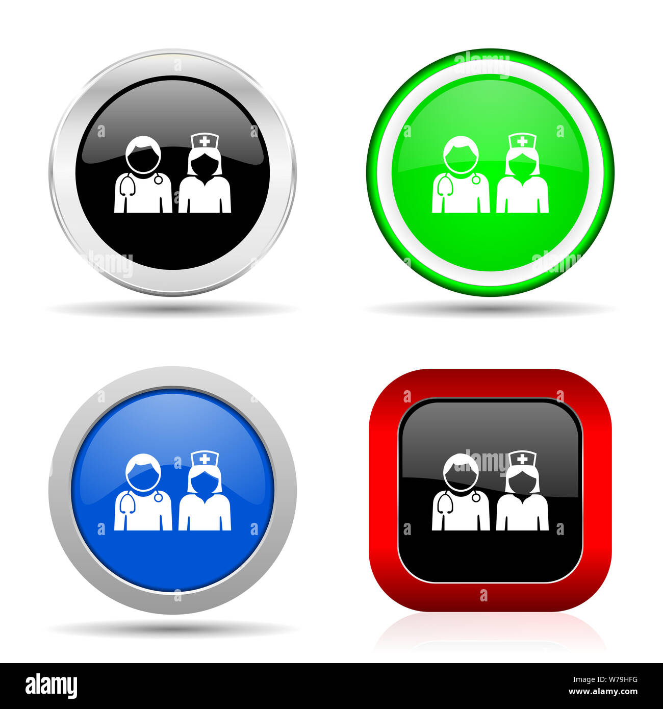 Doctor red, blue, green and black web glossy icon set in 4 options ...