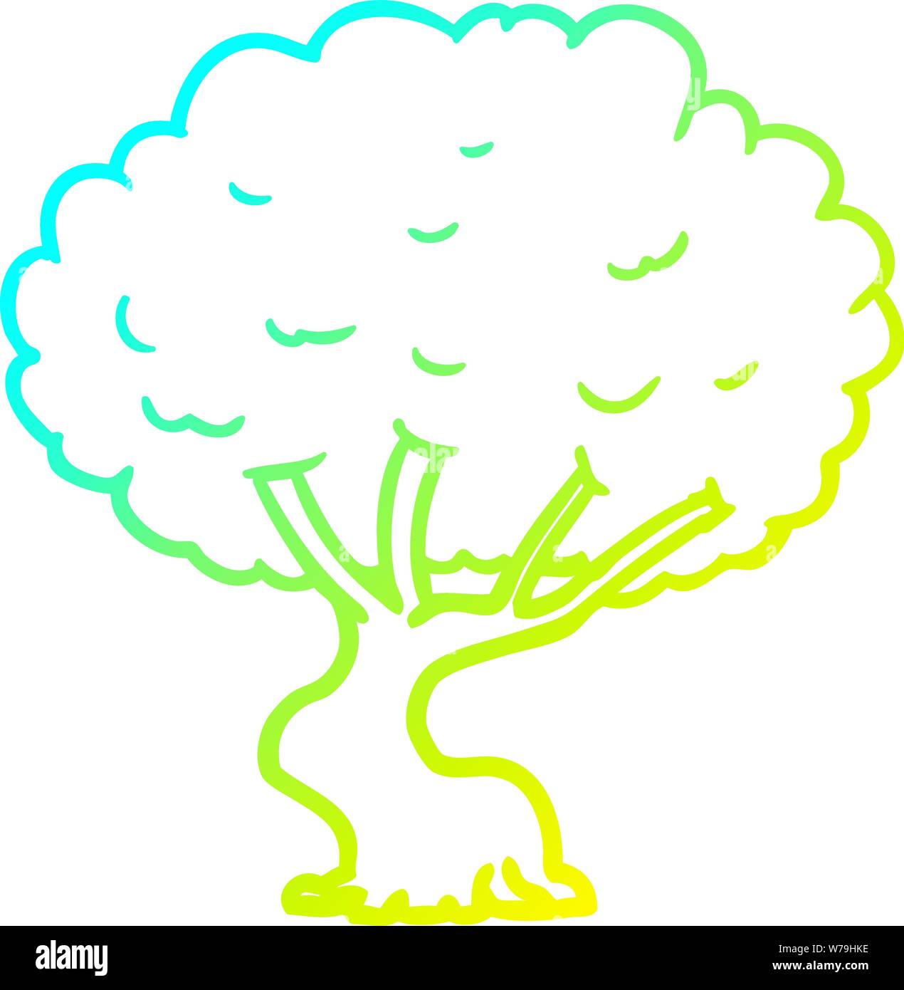 cold gradient line drawing of a Cartoon tree Stock Vector Image & Art ...