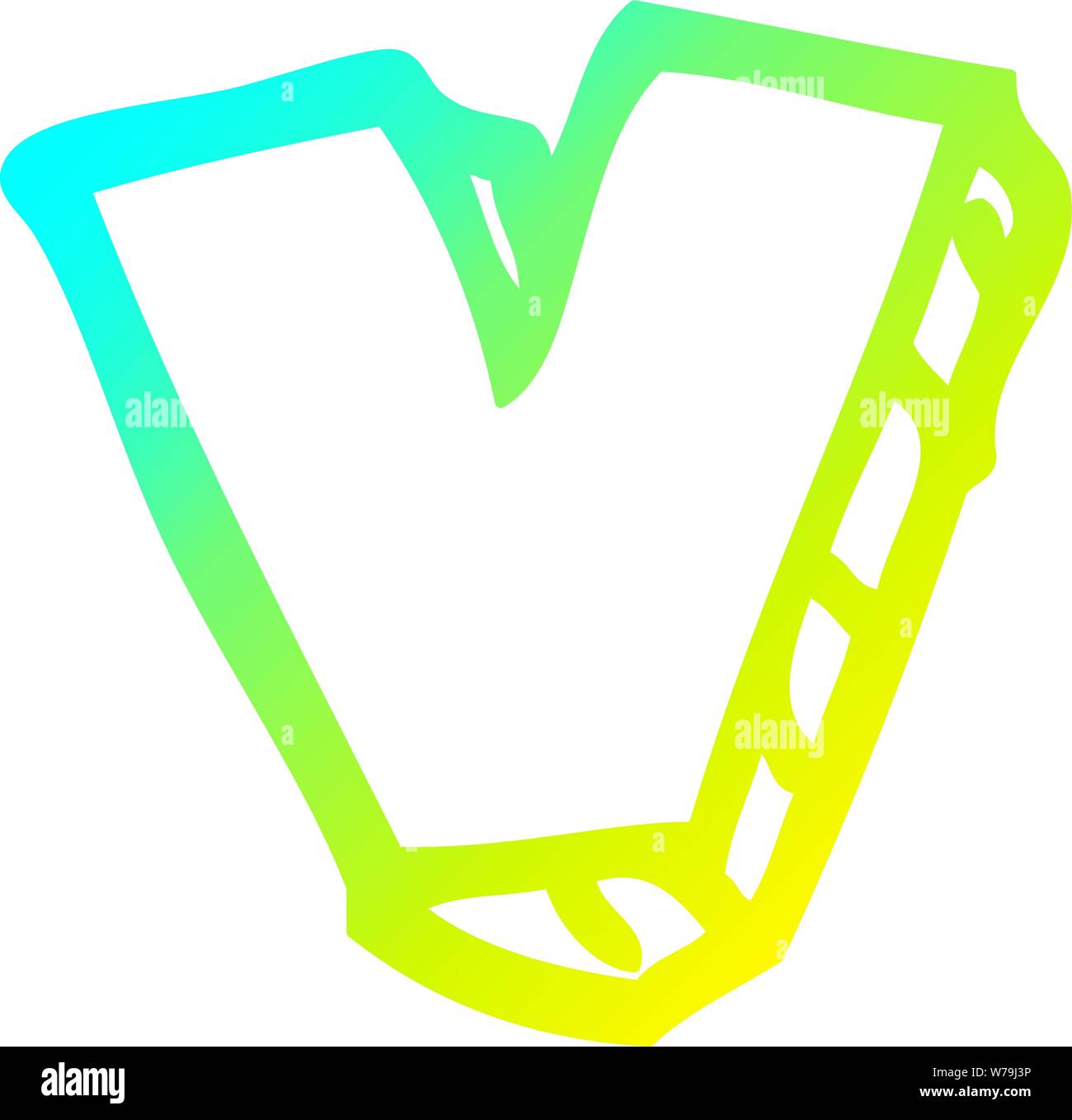 cold gradient line drawing of a cartoon letter v Stock Vector Image ...