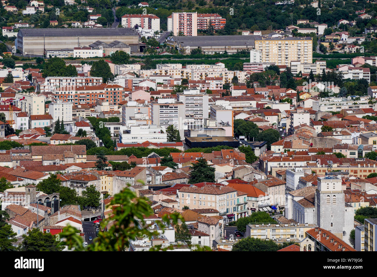 General view of Alès seen from the Ermitage chapel, Gard, France Stock ...