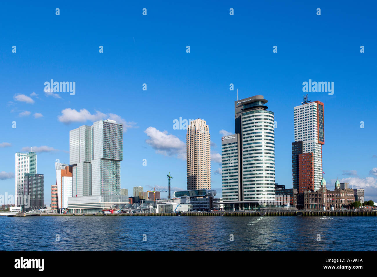 Cityscape of Rotterdam financial district with high rise modern ...