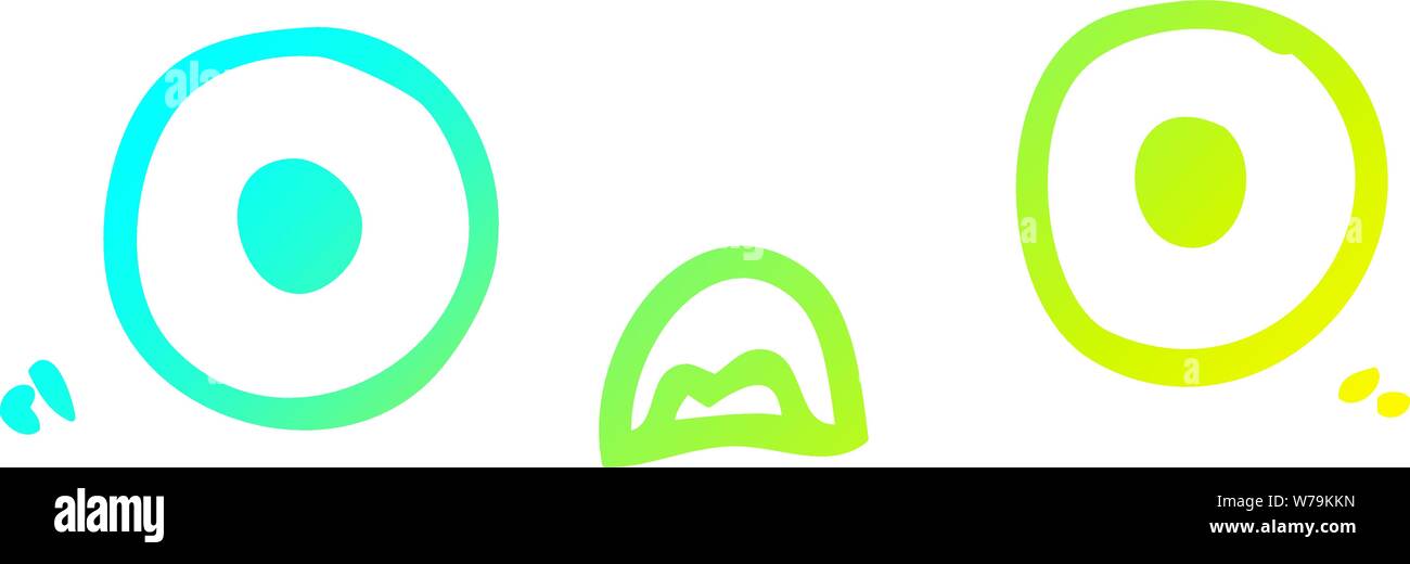cold gradient line drawing of a cute cartoon face Stock Vector Image ...