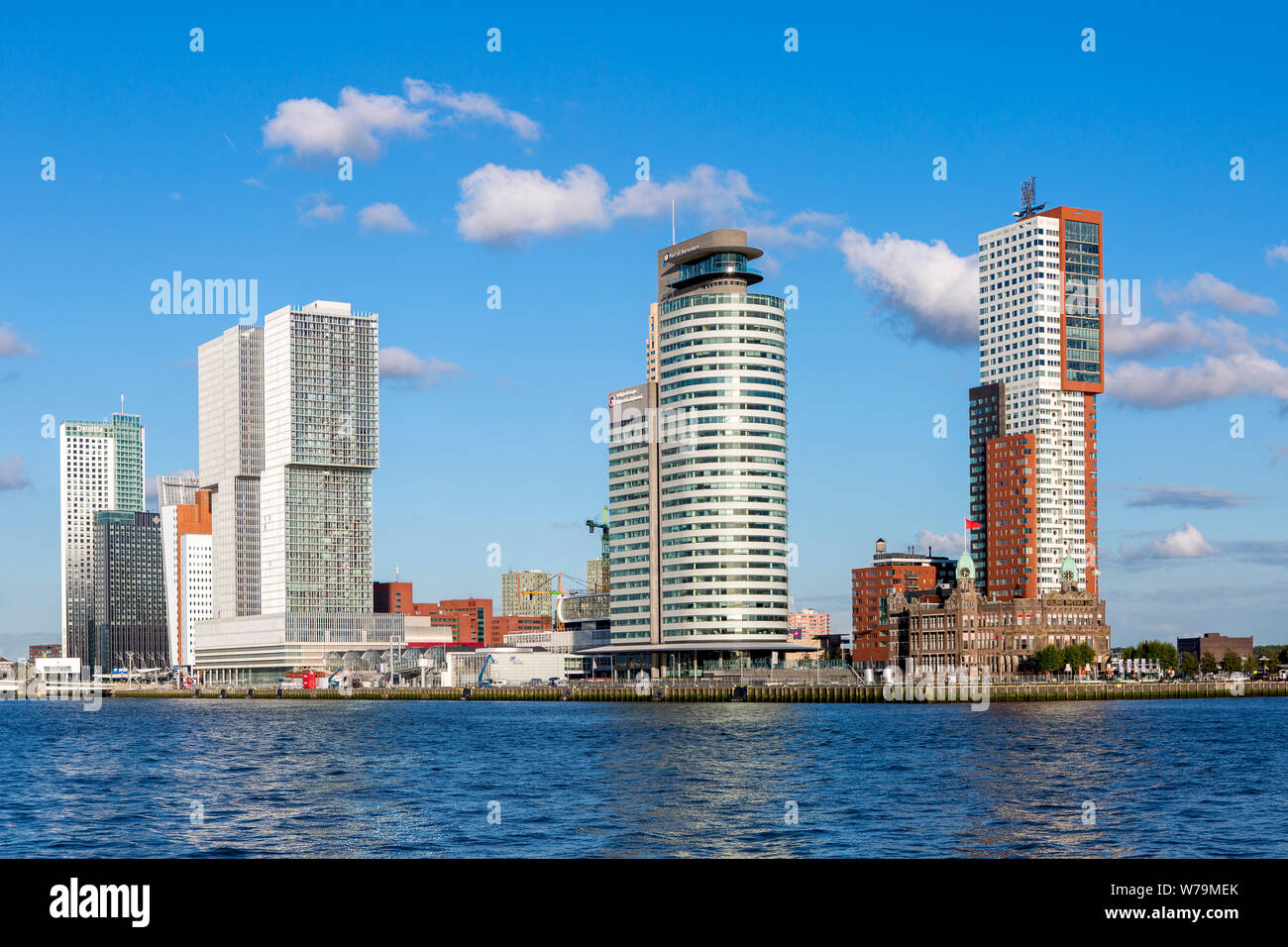 Cityscape of Rotterdam financial district with high rise modern ...