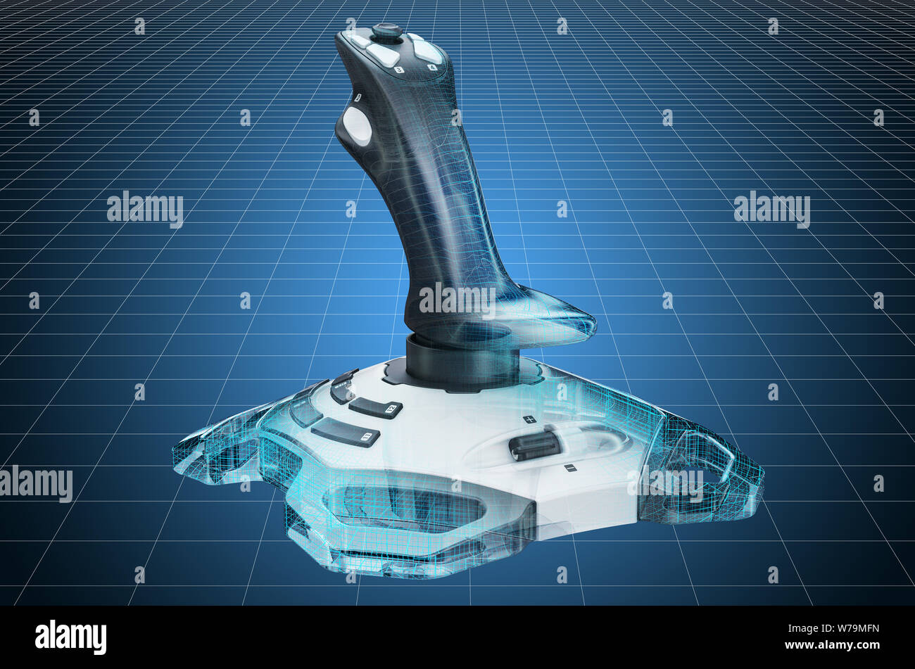 Visualization 3d cad model of joystick, blueprint. 3D rendering Stock ...