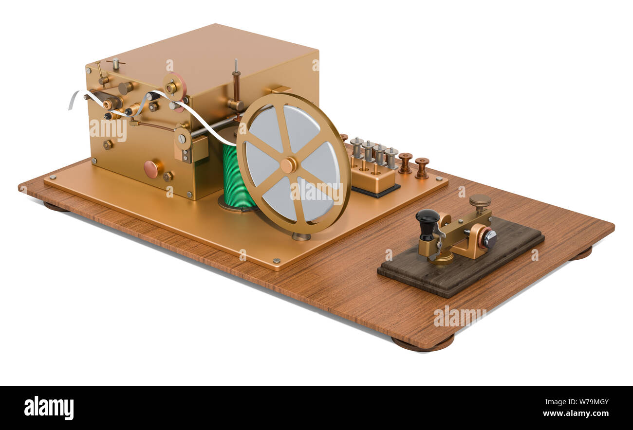Morse code telegraphy device, 3D rendering isolated on white background ...