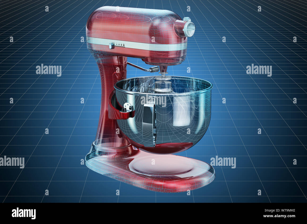 Visualization 3d cad model of stand kitchen mixer, blueprint. 3D ...