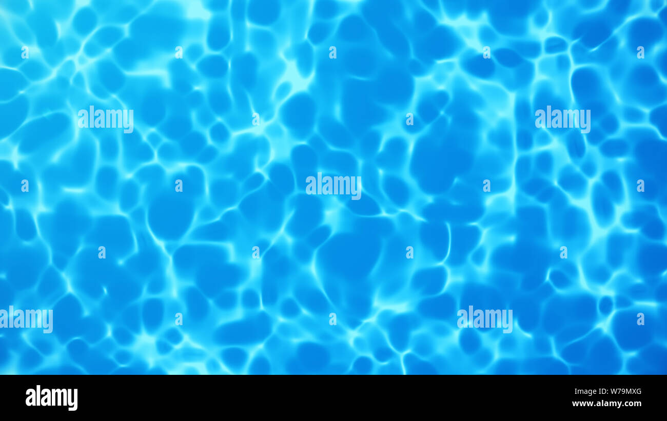 Water caustic background. Pure, clean blue water in the pool, 3D ...