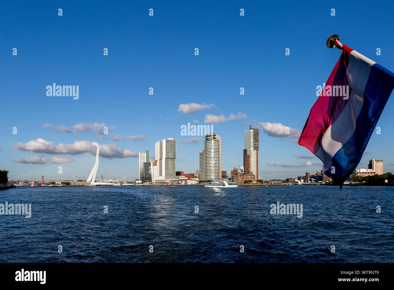Cityscape of Rotterdam with modern high rise buildings and the Erasmus ...